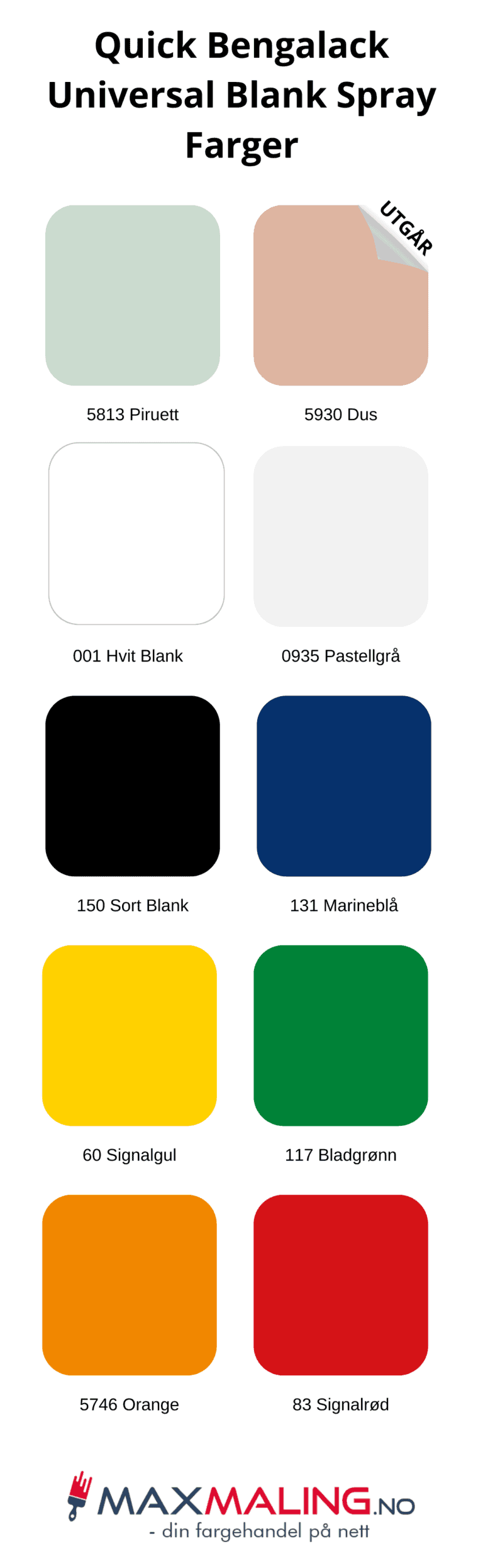 Quick Bengalack Spray Universal Blank 400 ml - Maxmaling.no